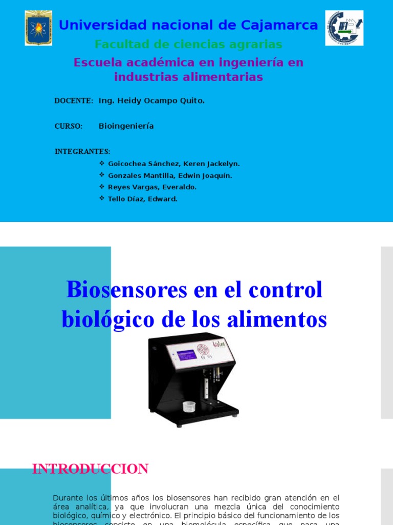 Biosensores en El Control Biologico de Los Alimentos.
