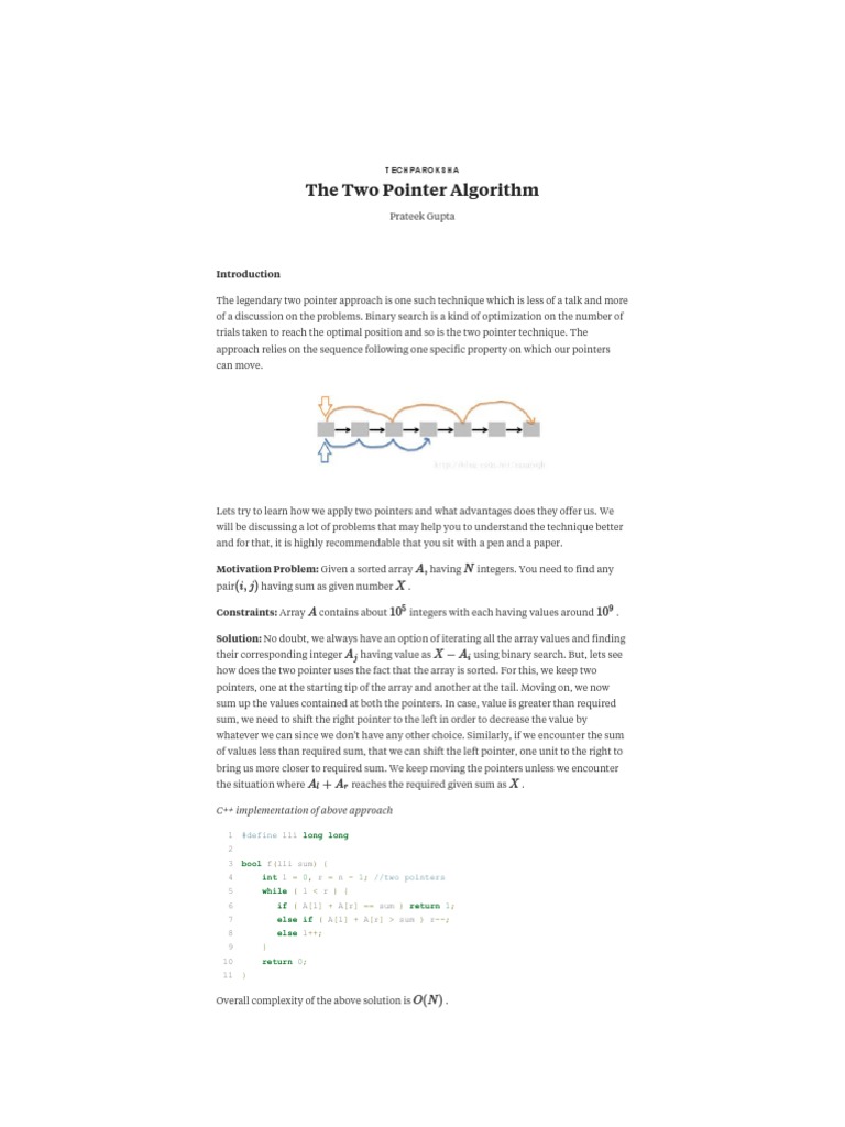 Two Pointers | PDF | Pointer (Computer Programming) | Array Data Structure