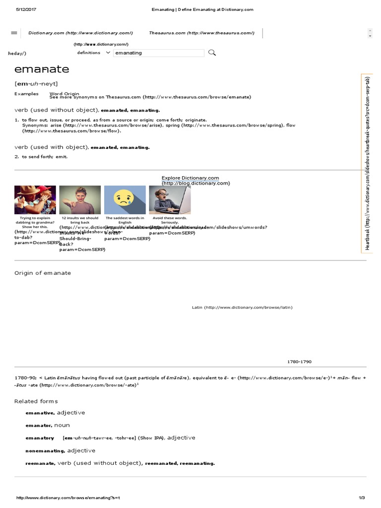 Emanating | Verb | Lexicology