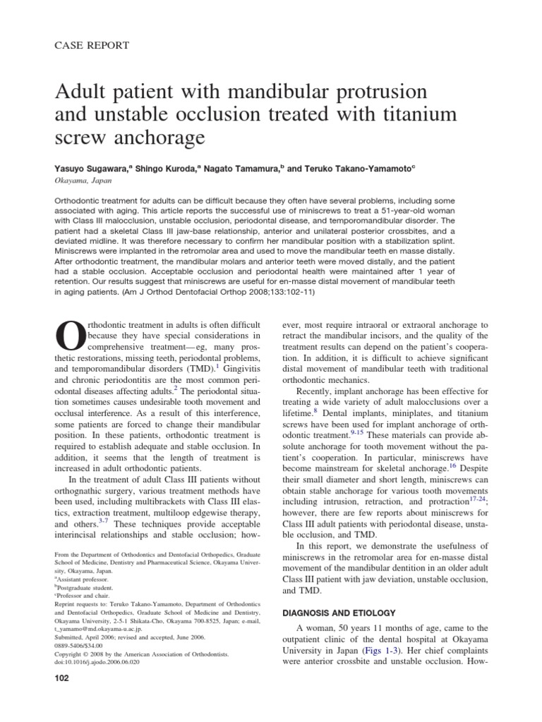 Adult Patient With Mandibular Protrusion and Unstable Occlusion Treated ...