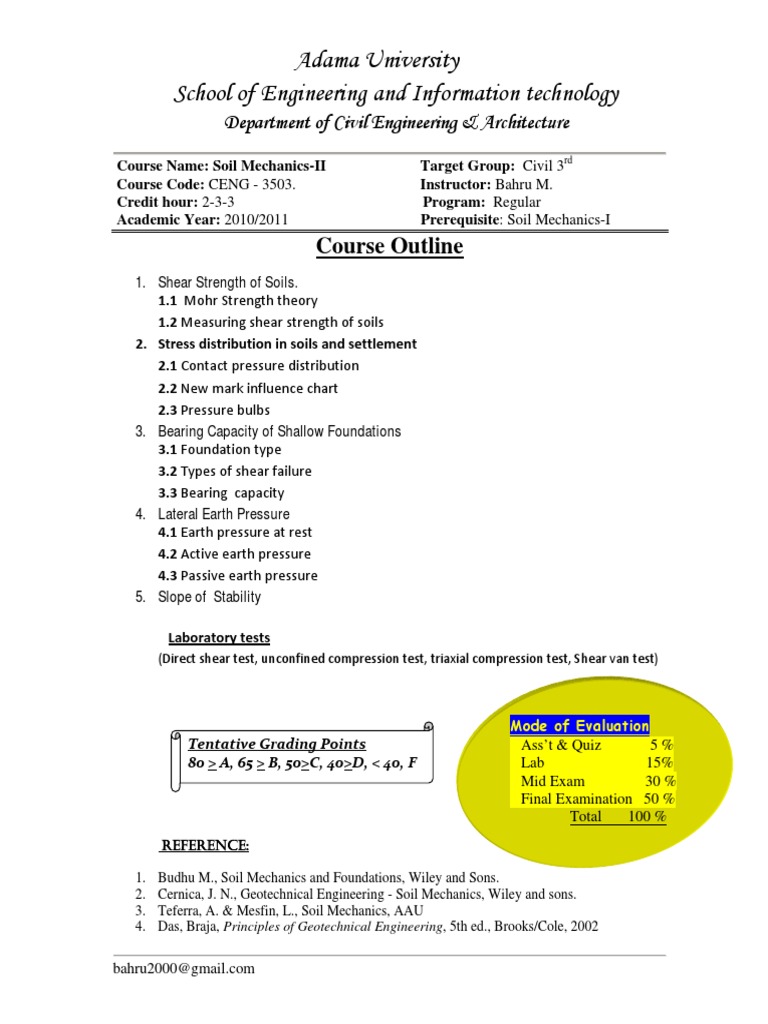 Soil Mechanics-II Course Outline | PDF