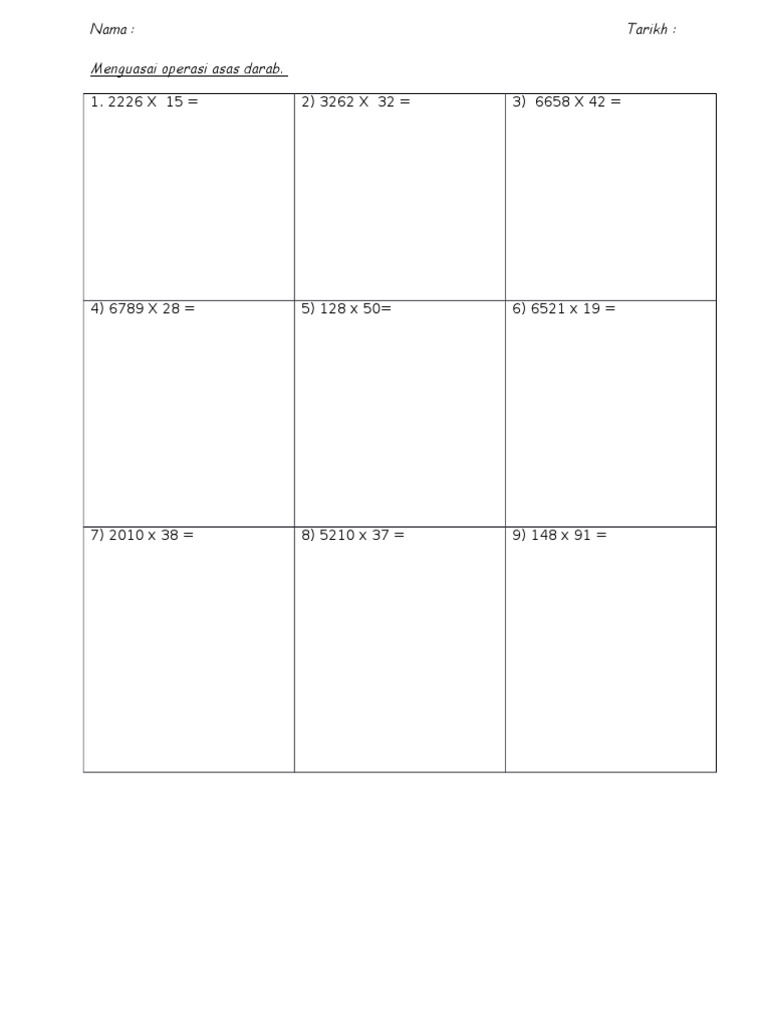 Latihan Darab 2 Digit | PDF