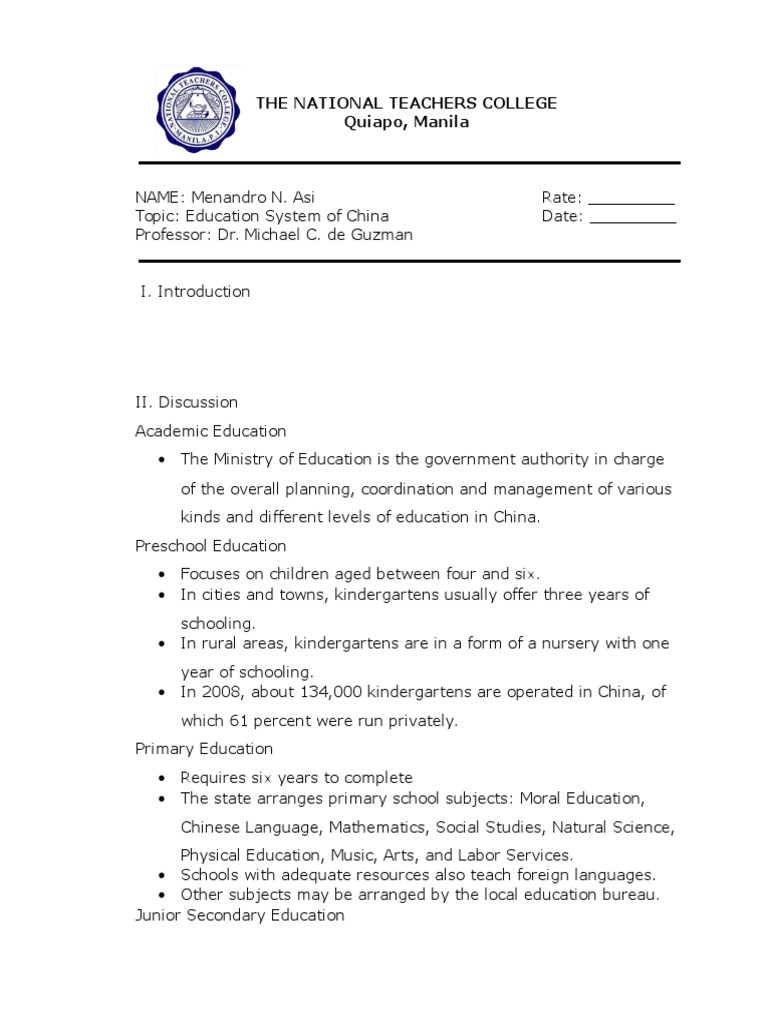 Format For Handout - Comparative Models of Education | PDF | Secondary ...