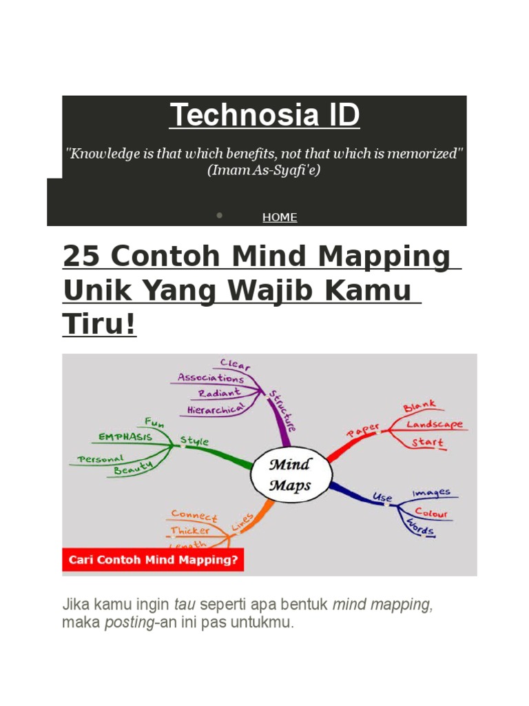 25 Contoh Mind Mapping Kreatif | PDF | Game & Aktivitas | Pengembangan Diri