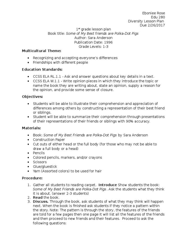 Diversity Lesson Plan | PDF | Lesson Plan | Quality Of Life