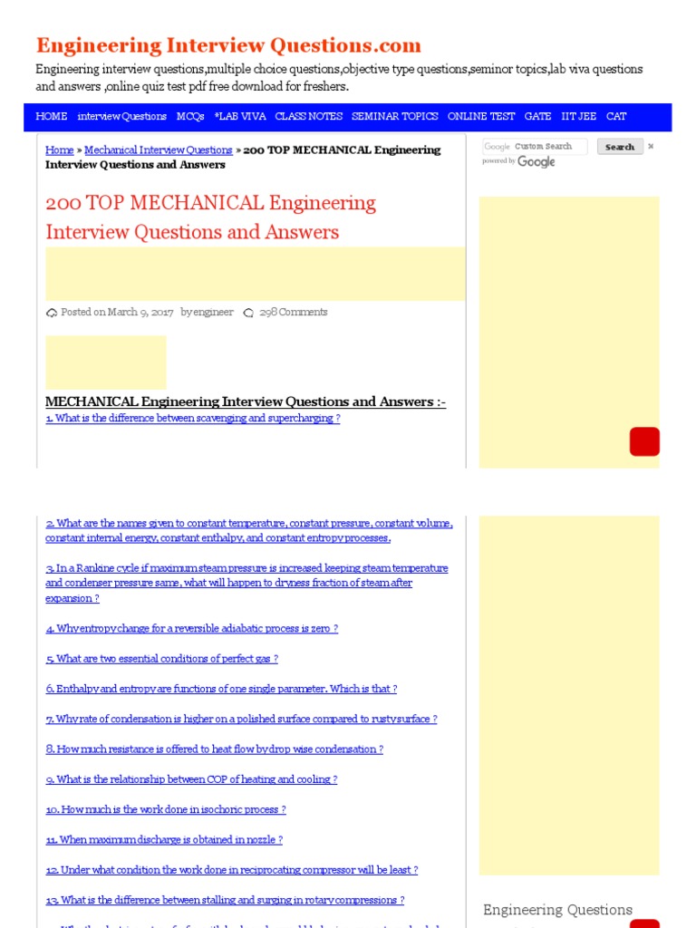 200 TOP MECHANICAL Engineering Interview Questions and Answers ...