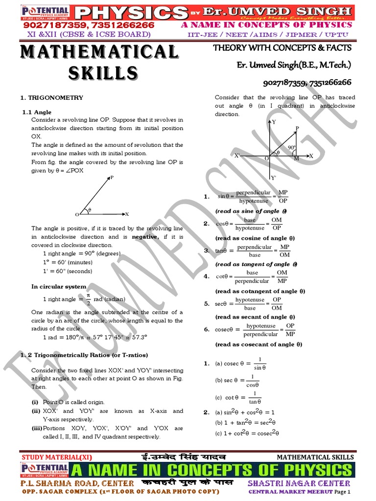 Mathematical Operations (Basic Mathematics) For Neet Aspirants - 2018 | PDF
