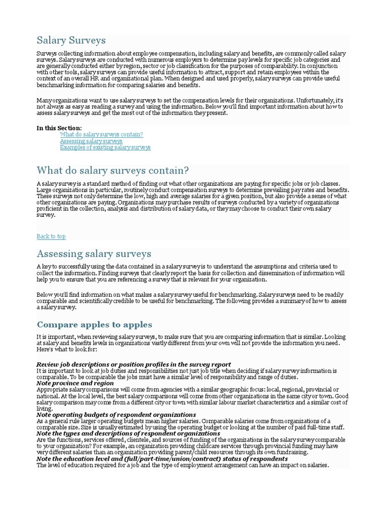 The Concept of Salary Surveys | PDF | Salary | Survey Methodology