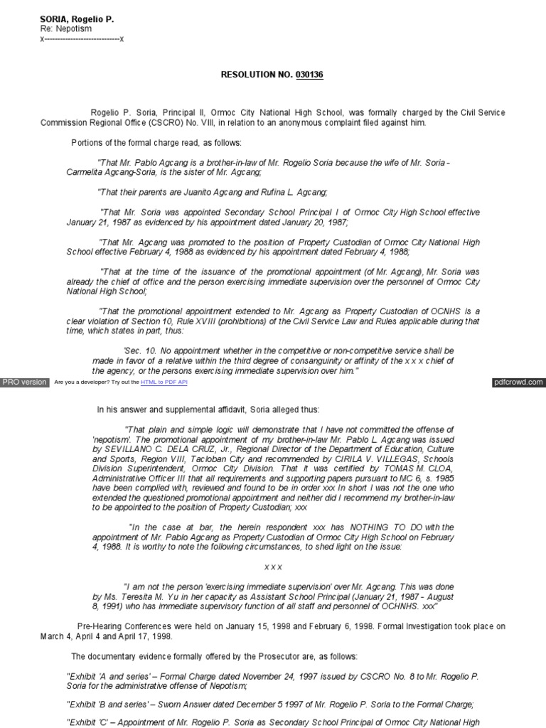 CSC Resolution No. 030136, January 30, 2003 | PDF | Government | Social ...