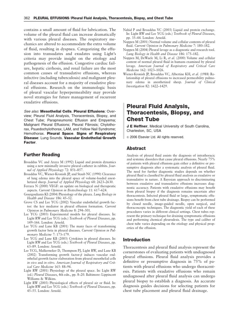Pleural Fluid Analysis, Thoracentesis, Biopsy, and Chest Tube ...
