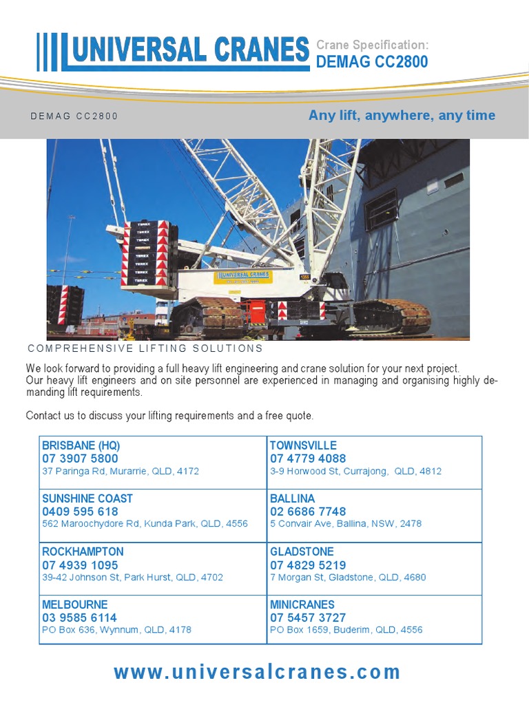 Demag CC2800 Specifications | PDF | Queensland | Industrial Equipment