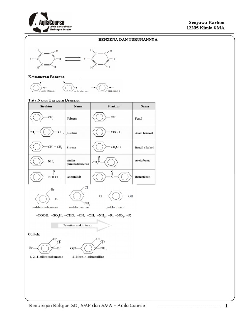 Modul Bimbel Gratis Kelas 12 SMA 12205 Kimia Benzena Dan Turunannya | PDF