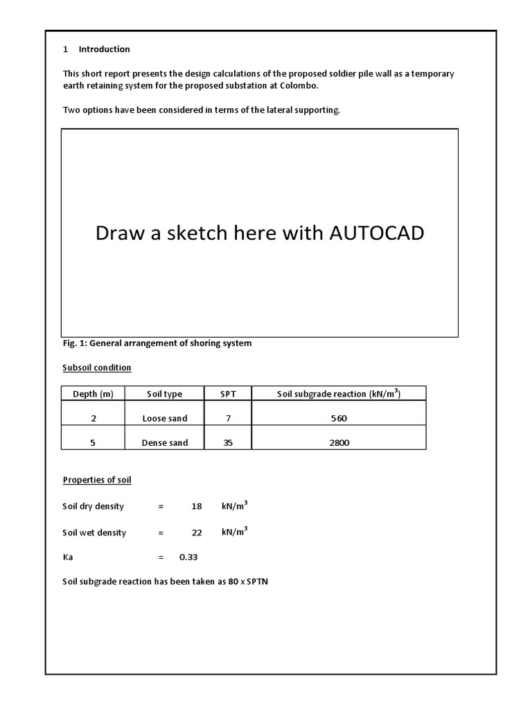 Sample Shoring Calculation Report | PDF | Soil | Deep Foundation