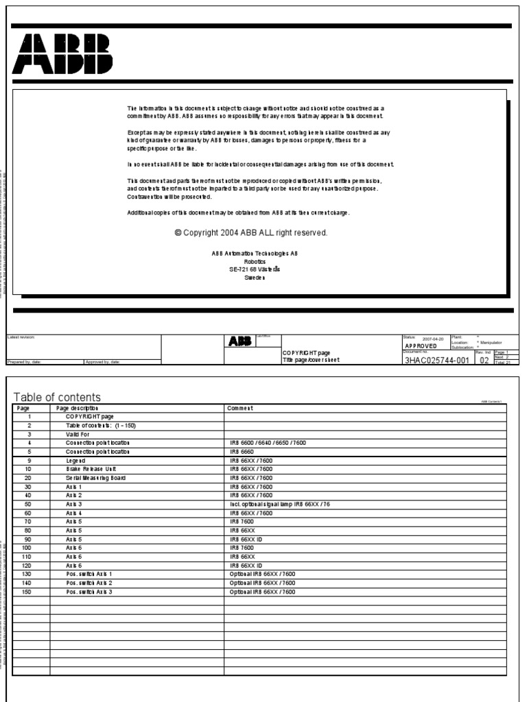 Abb Irb 7600 Robot Circuit Diagram 3hac025744-001 | PDF | Electrical ...