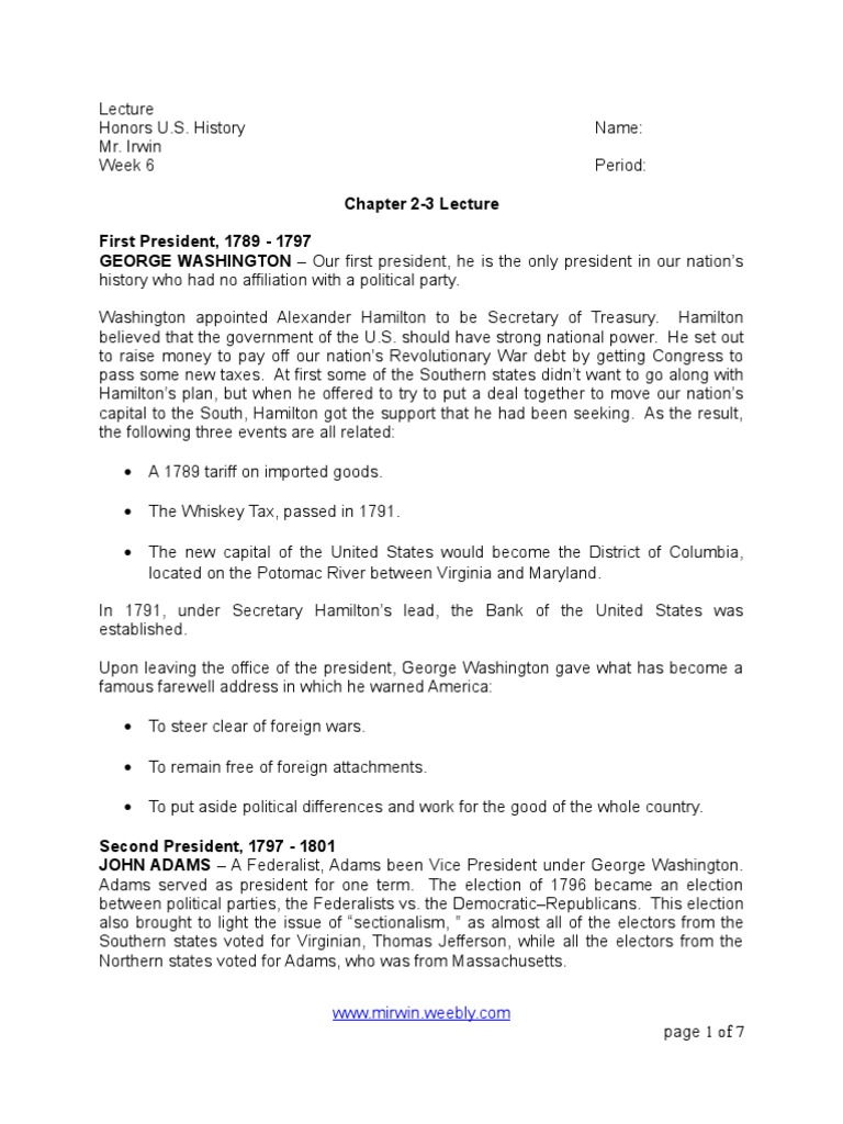 History, U.S. Honors - CH 2-3 Lecture | PDF | Thomas Jefferson ...