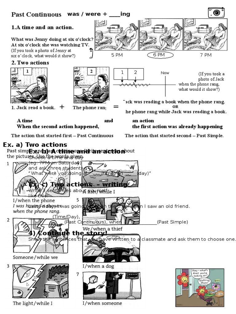 Explaining the Past Continuous Tense Through Examples and Exercises | PDF