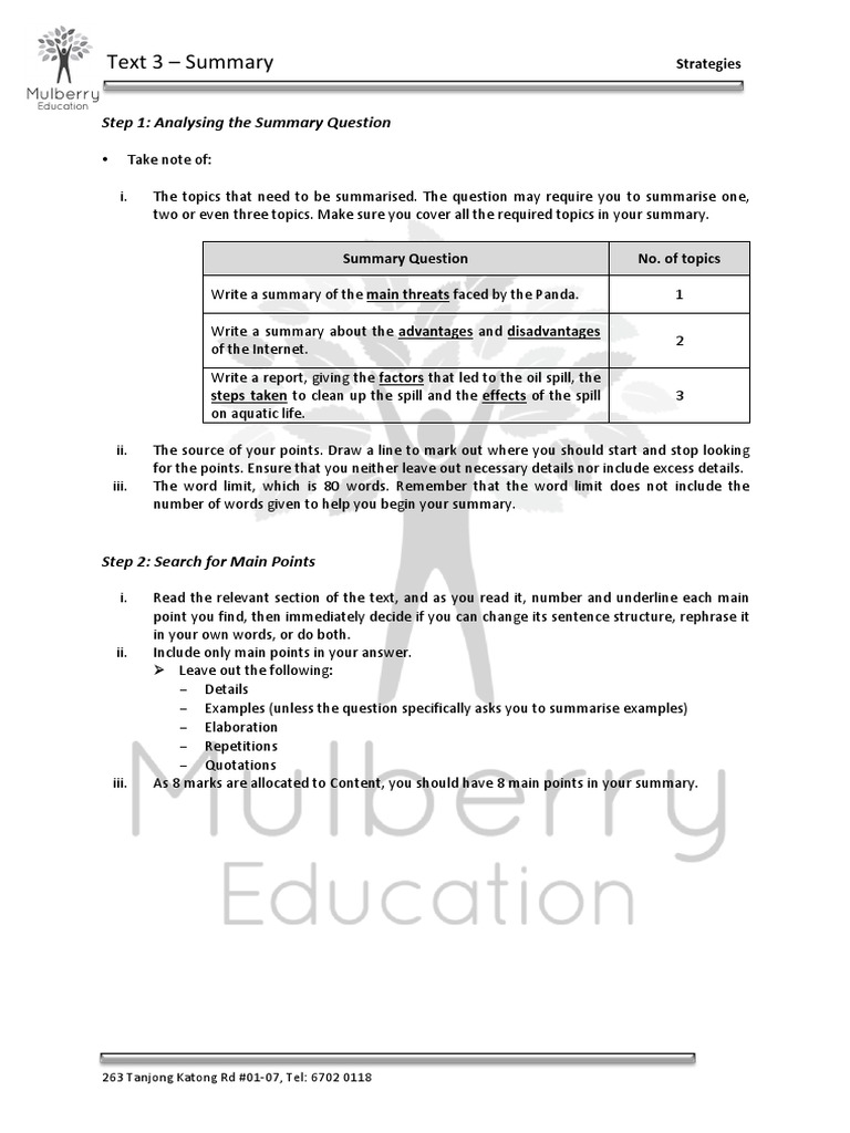 Text 3 - Summary Strategies | PDF