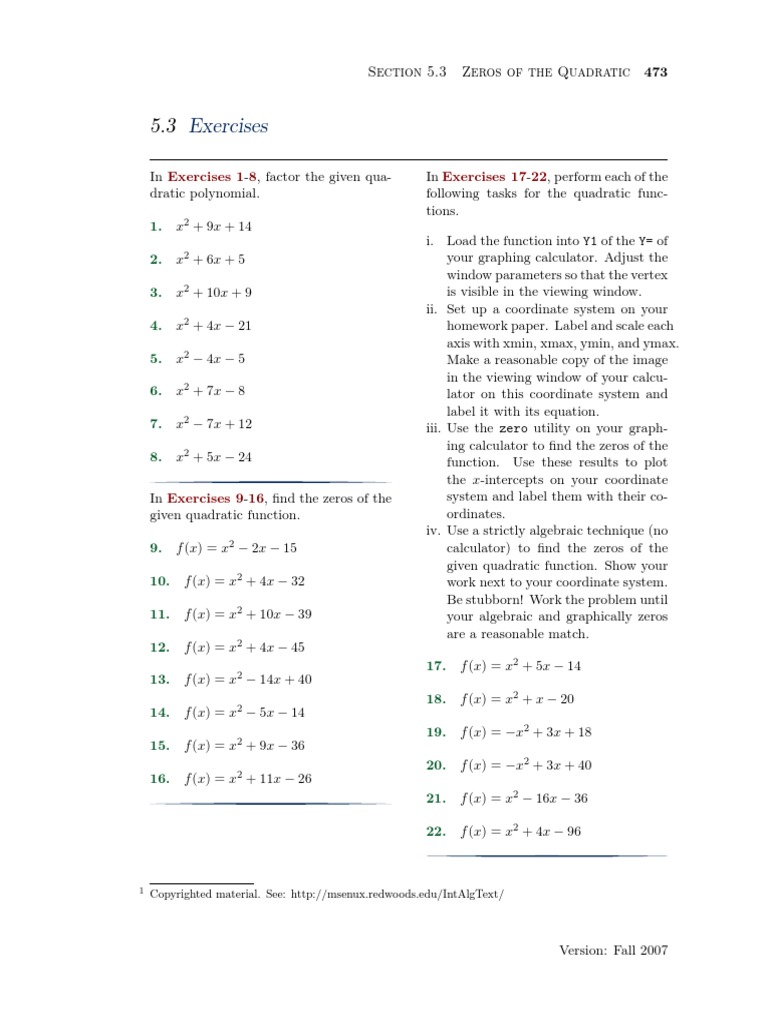 Quadratic Function Exercises Function Mathematics Geometry