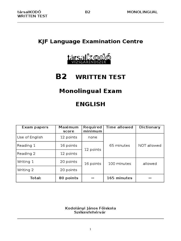 Angol b2 Irasbeli Mintasor 1ny | PDF | Luck | Cartography