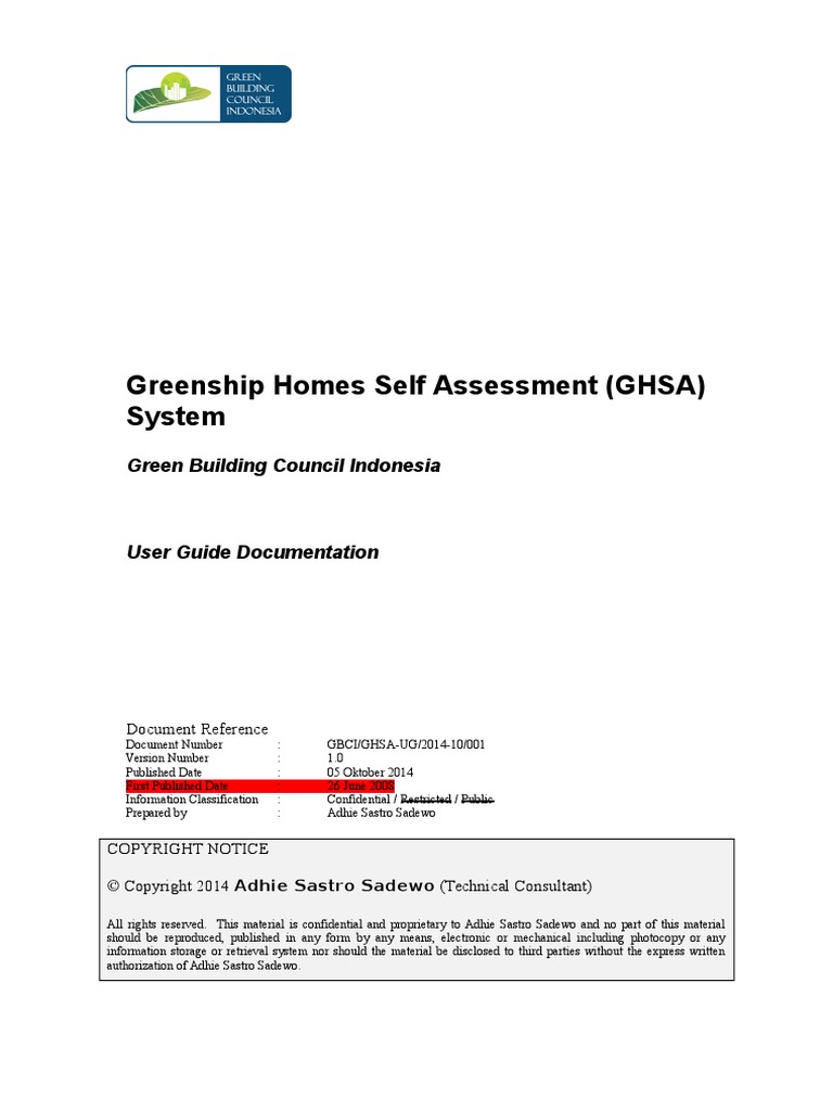 Greenship Homes Self Assessment (GHSA) System: Green Building Council ...