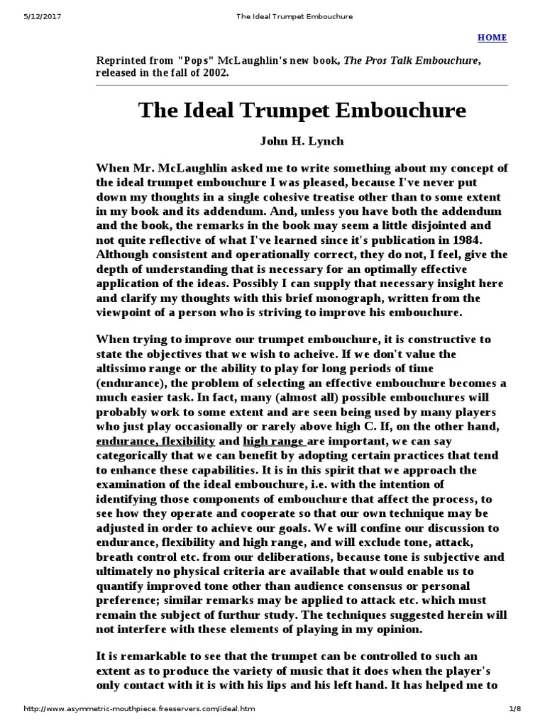 The Ideal Trumpet Embouchure | PDF | French Horn | Trumpet