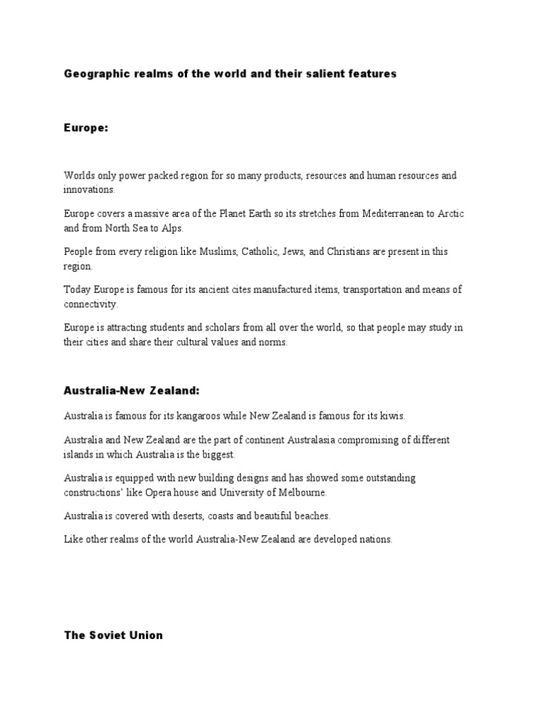 Geographic Realms of The World | PDF | Africa | Asia