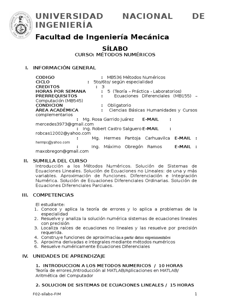 MB536 - Metodos Numericos | PDF | Análisis numérico | Ecuaciones