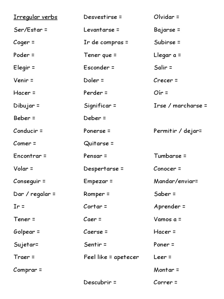 Irregular Verbs Starters Movers Flyers | PDF