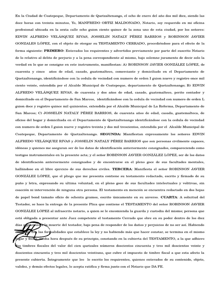 Cubierta - Testamento Cerrado | PDF | Voluntad y testamento | Justicia