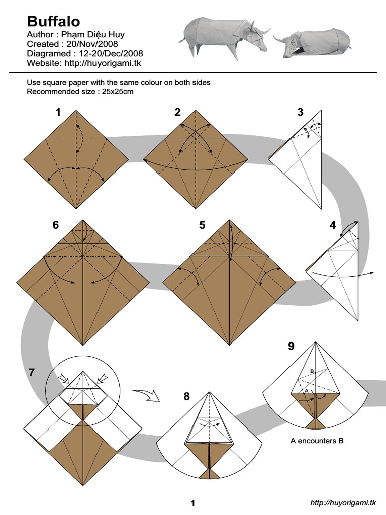 Origami Buffalo (Huy Pham) PDF | PDF | Japanese Art | Paper