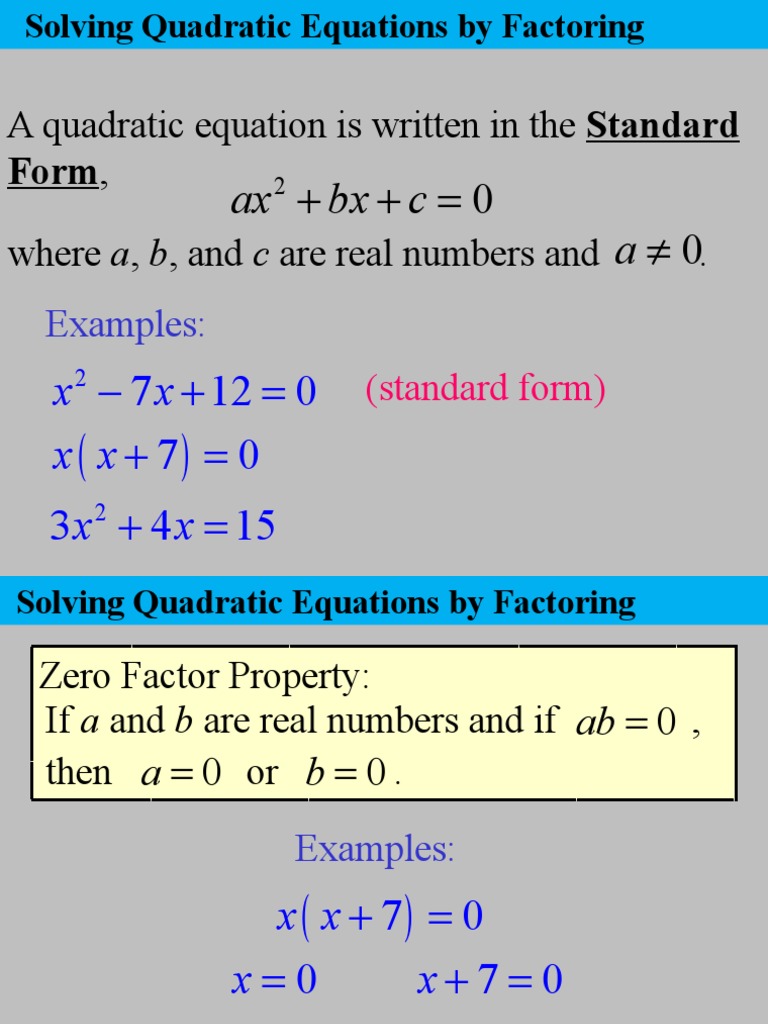 Solving Quadratic Equations Factoring Method | PDF | Factorization ...