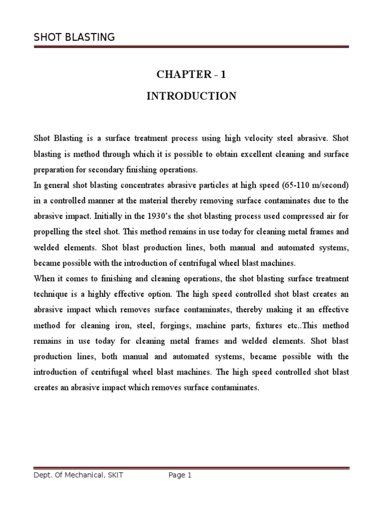 Chapter - 1: Shot Blasting | PDF | Stress (Mechanics) | Industries