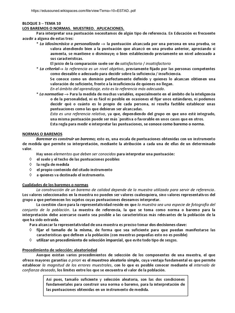 Definición y Tipos de Baremo en Estadística | PDF | Muestreo ...