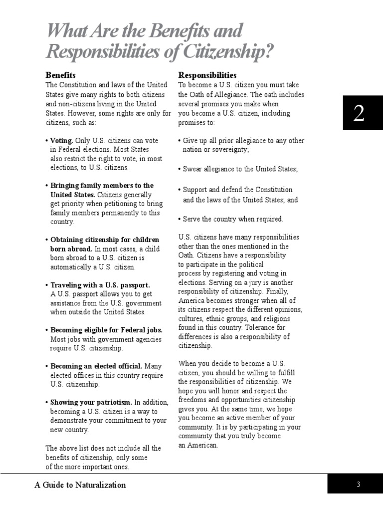 Lesson 6 - Rights Responsibilities | PDF | United States Nationality ...