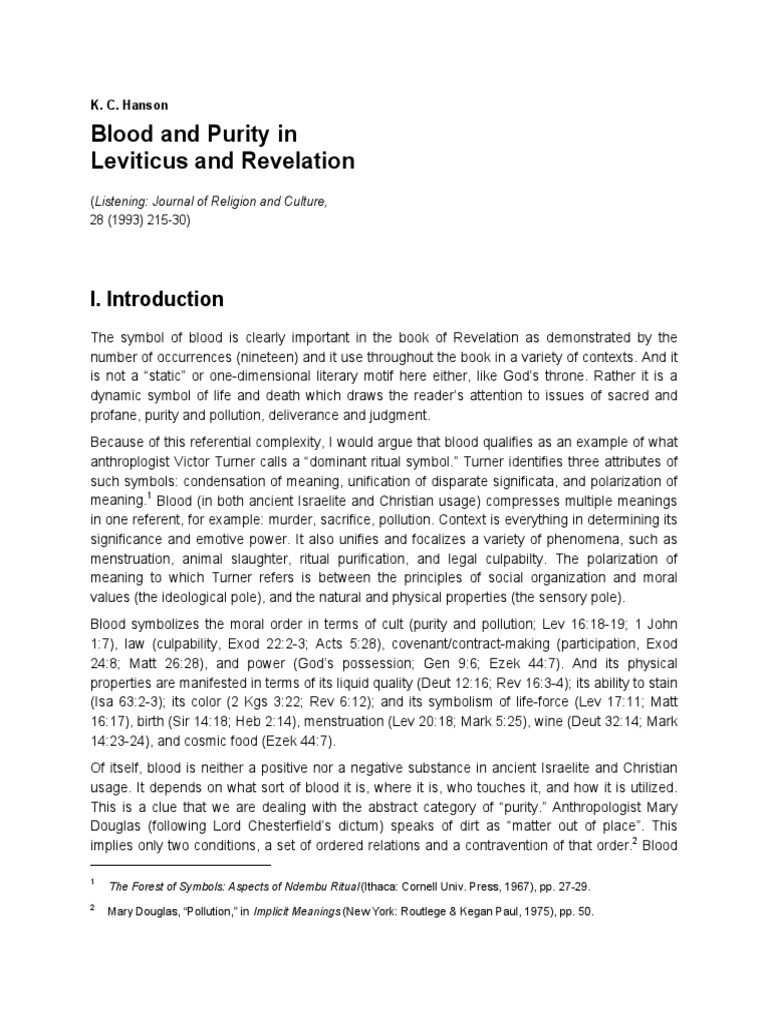 Blood and Purity in Revelation and Leviticus | PDF | Book Of Leviticus ...