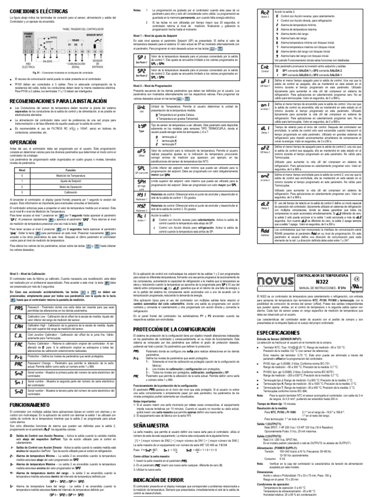 Manual Novus n 322 | Par termoeléctrico | Refrigeración