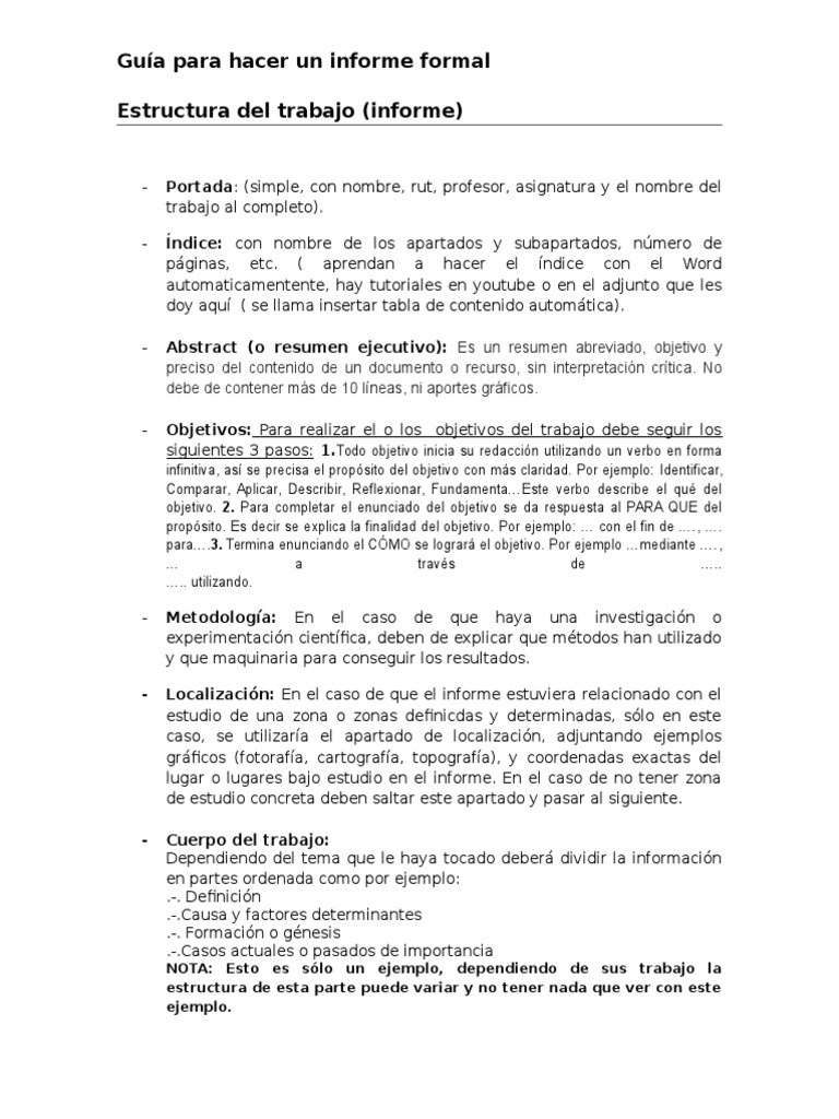 Guia para Hacer Un Informe Correctamente | PDF | Agua | Science