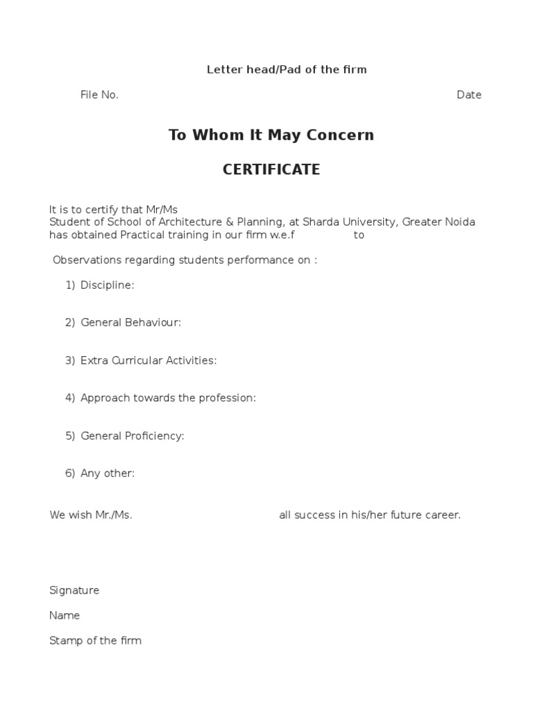 Practical Training Certificate Template | PDF | Career & Growth