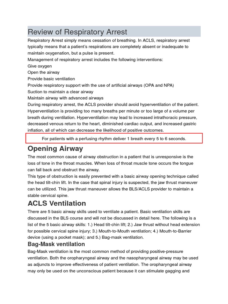Review of Respiratory Arrest | PDF | Clinical Medicine | Medicine