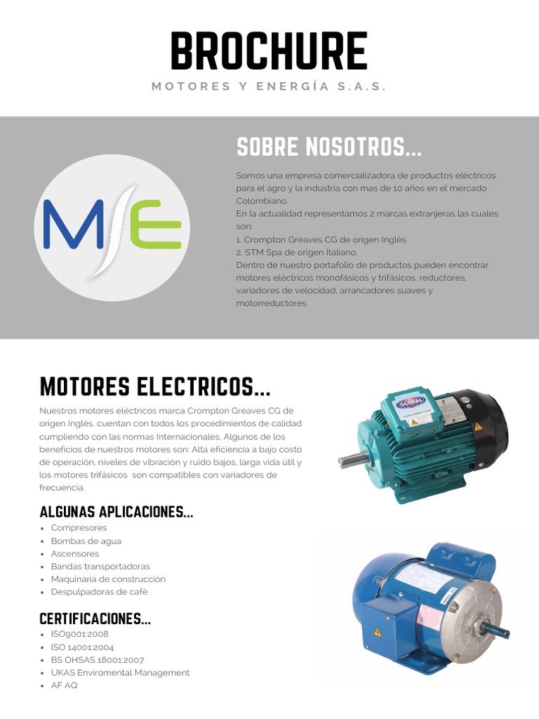 Brochure MyE 2017 | PDF | Motor eléctrico | Ingeniería mecánica