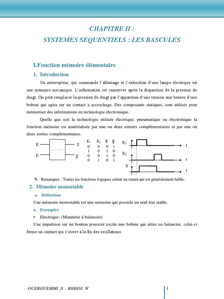 Chapitre 2 Les Bascules PDF | PDF | Électrotechnique | Électronique numérique