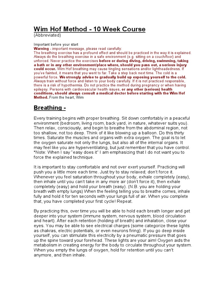 Wim Hof Method PDF | PDF | Exhalation | Breathing