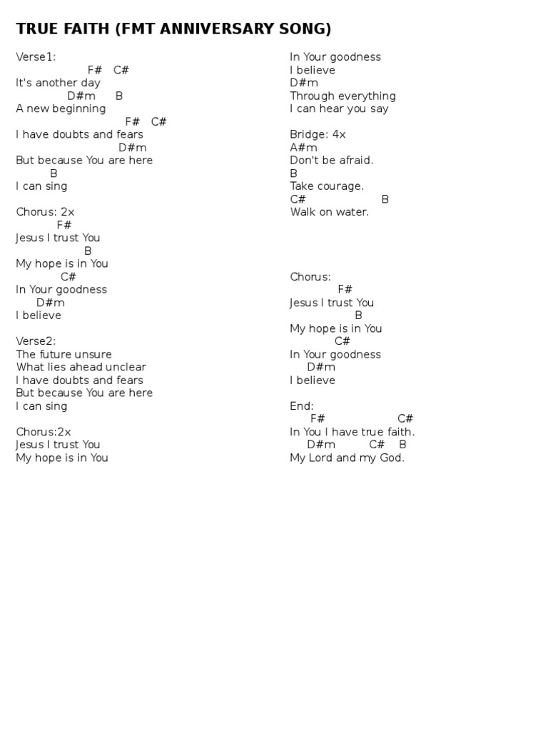 True Faith Chords | PDF