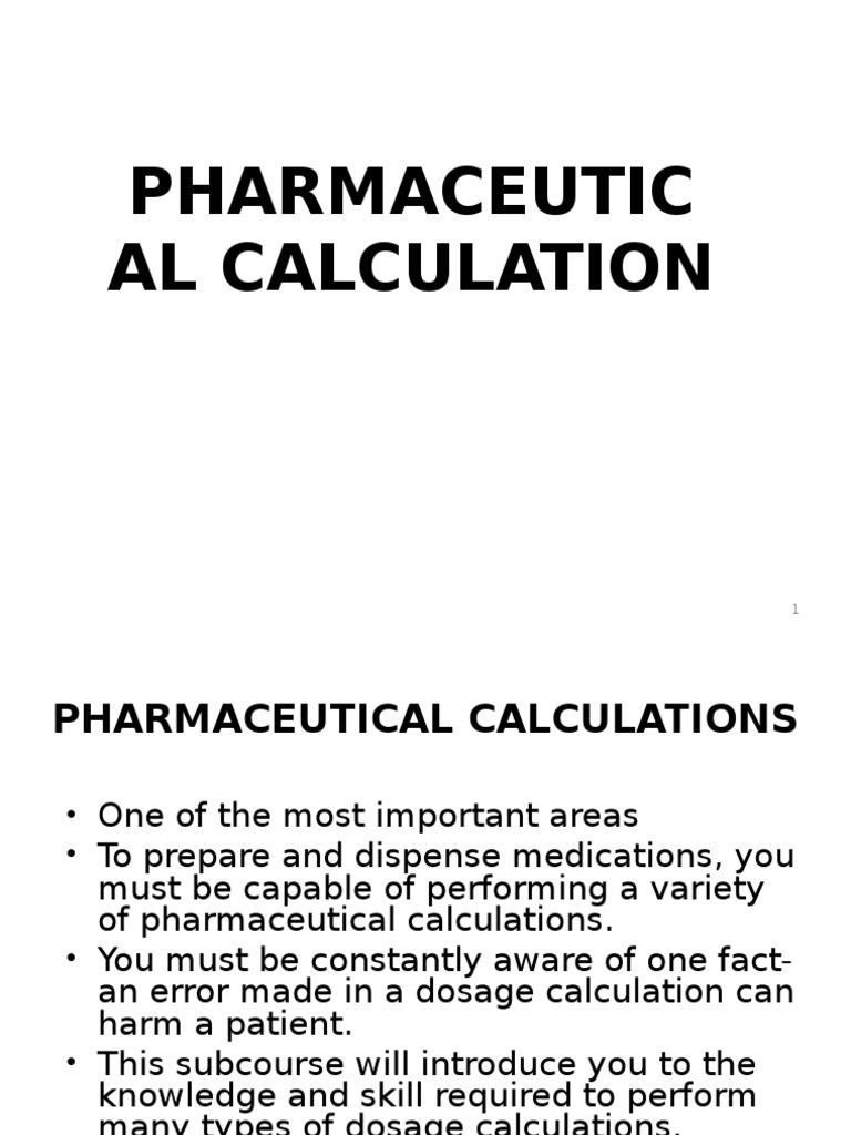 Pharmaceutical Calculation | PDF | Mass Concentration (Chemistry ...