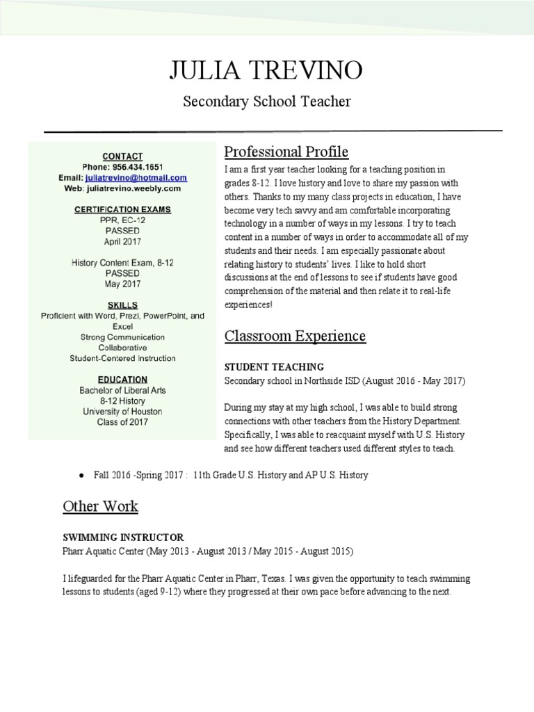 Teaching Resume | PDF