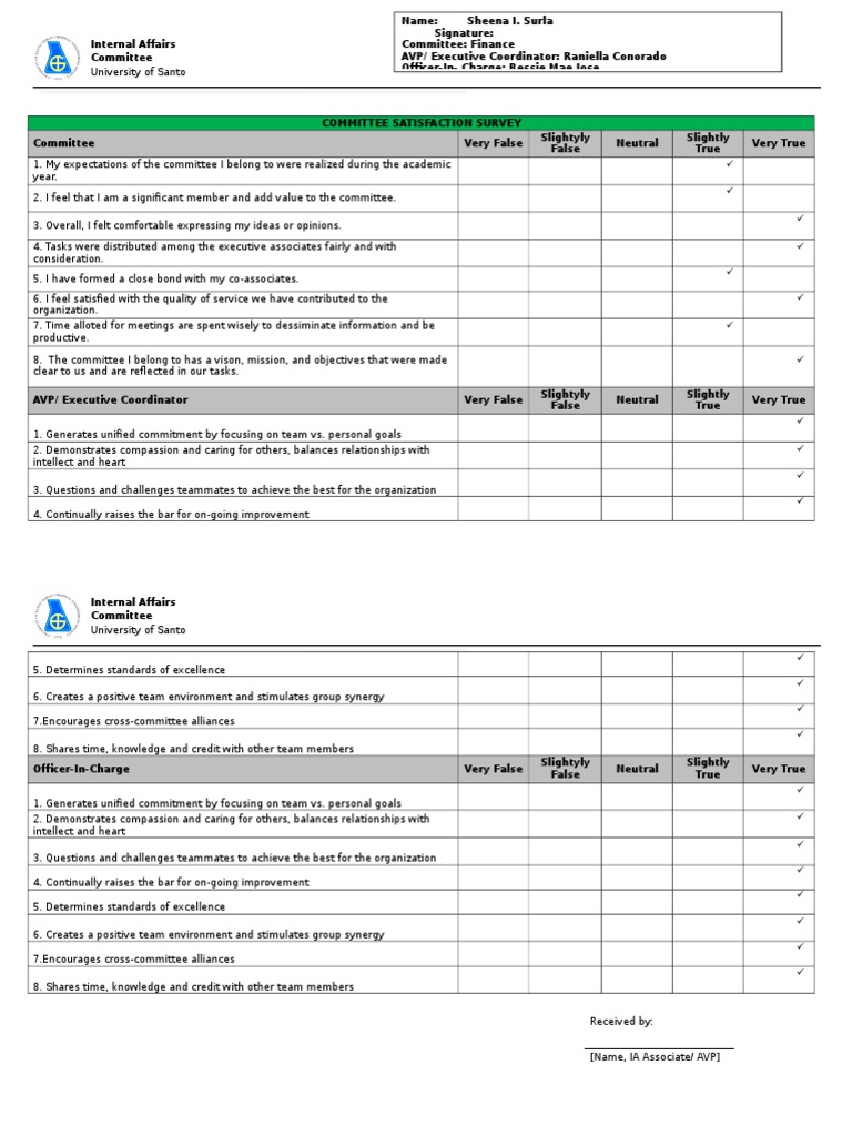 UST Internal Affairs Committee Survey | PDF | Collective Intelligence ...