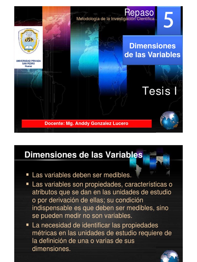 05 Dimensiones de Las Variables | PDF | Nivel de medida | Medición