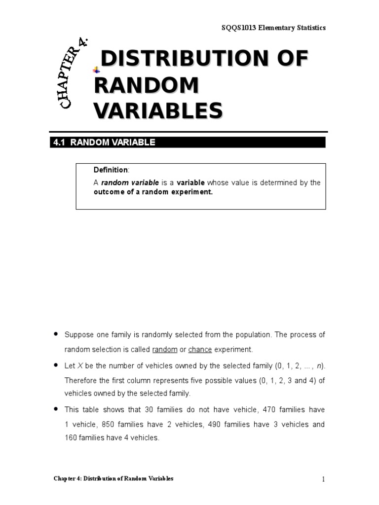 Distributions of Random Variables | PDF | Probability Distribution | Random Variable