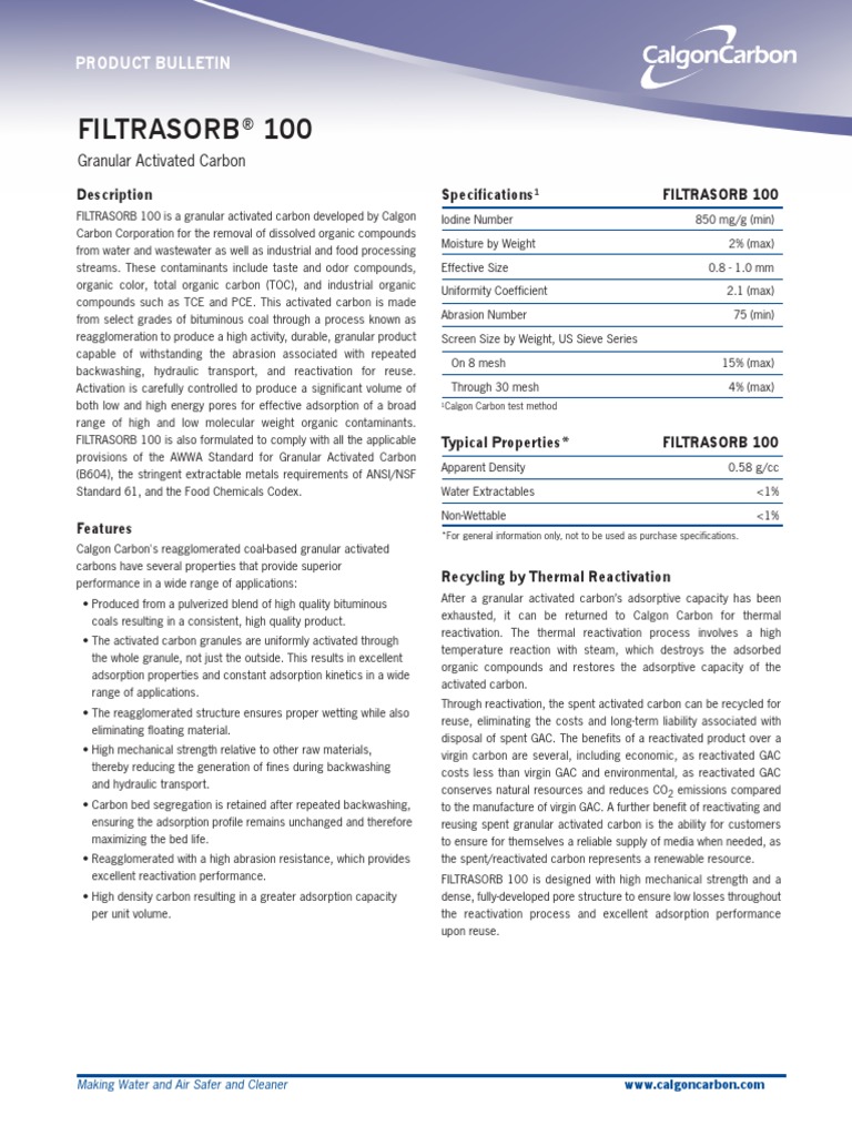Filtrasorb 100 PDF | PDF | Adsorption | Chemical Engineering