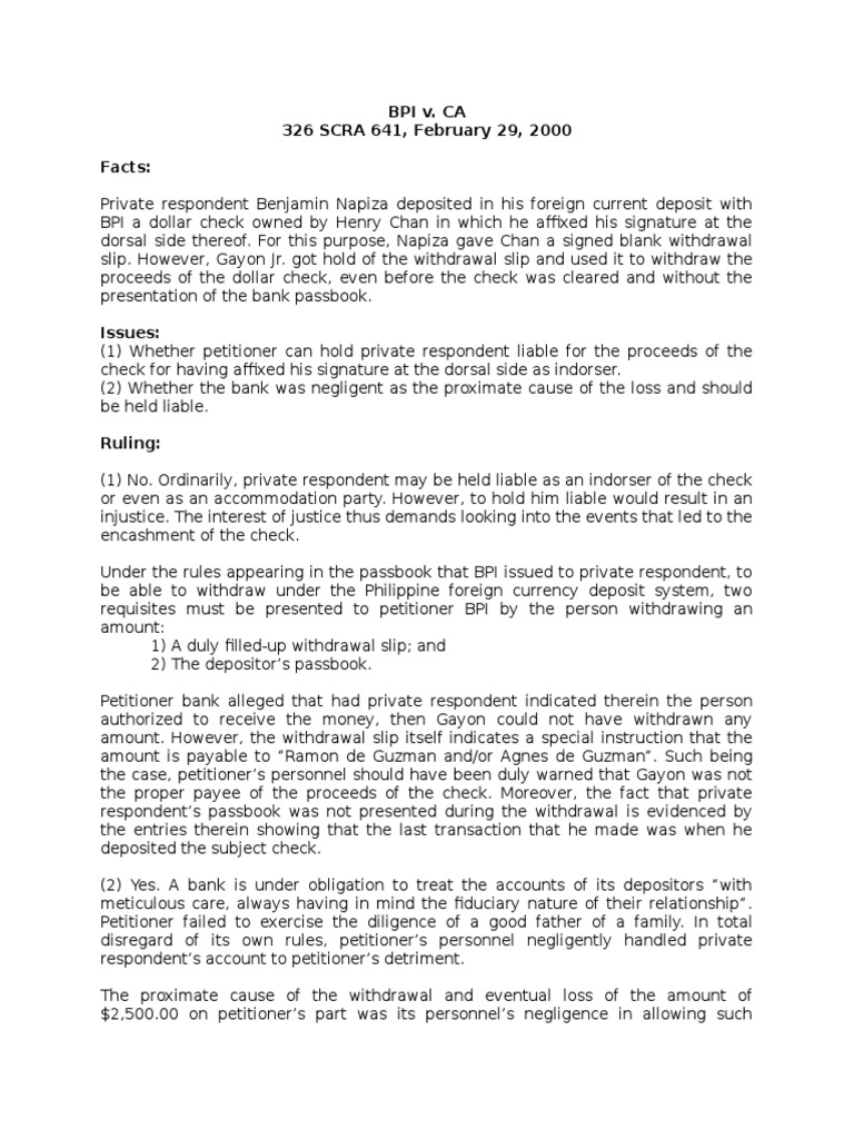BPI v. CA | PDF | Deposit Account | Cheque
